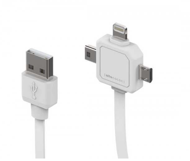Allocacoc Power USB Cable, USB A - micro USB/mini USB/lightning, 0, 8m ...